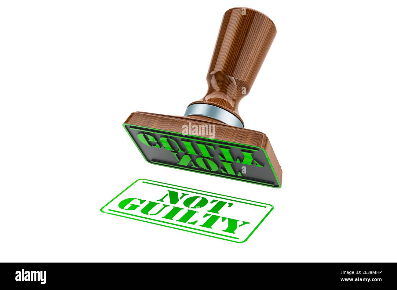 Not guilty stamp. Wooden stamper, seal with text not guilty, 3D ...