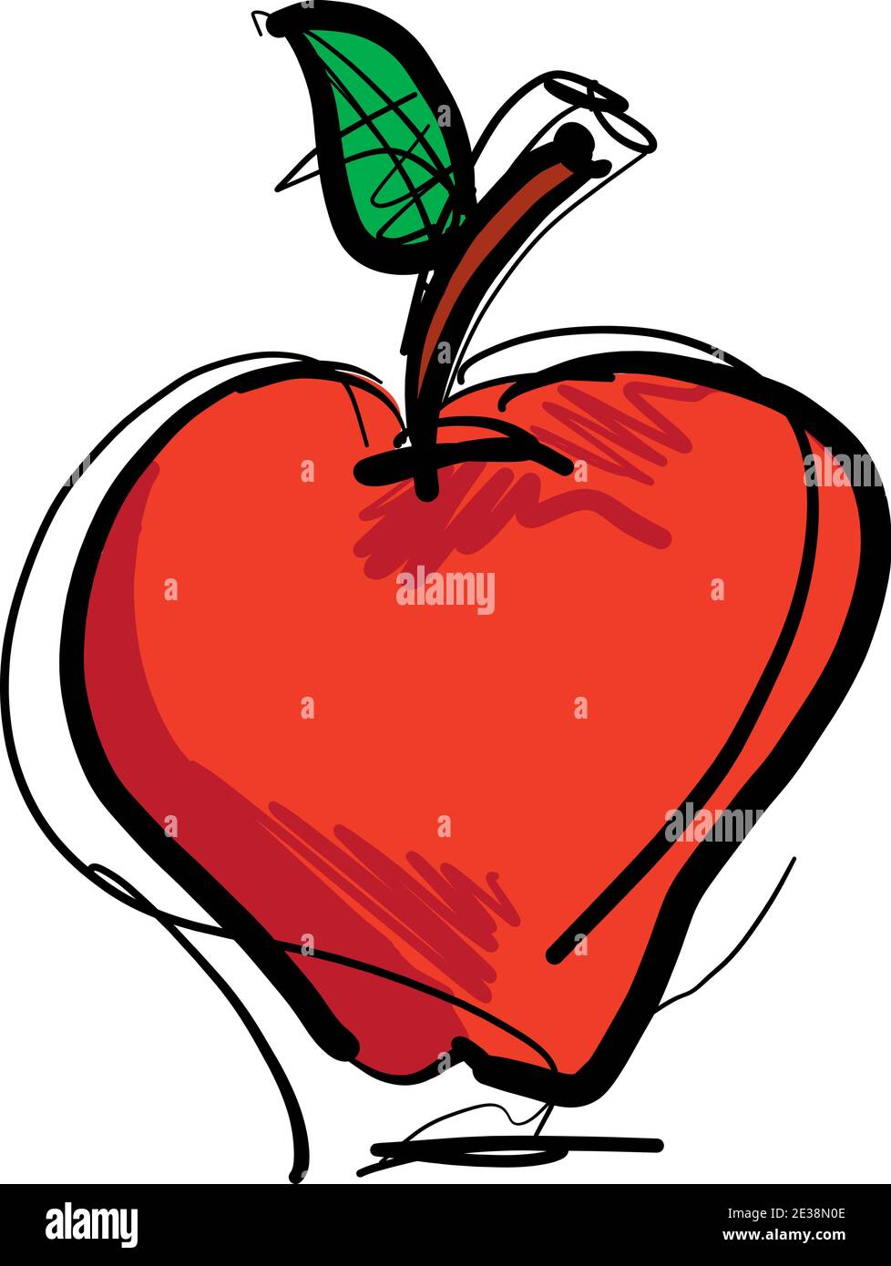Hand drawn Red apple fruit vector illustration Stock Vector Image & Art - Alamy