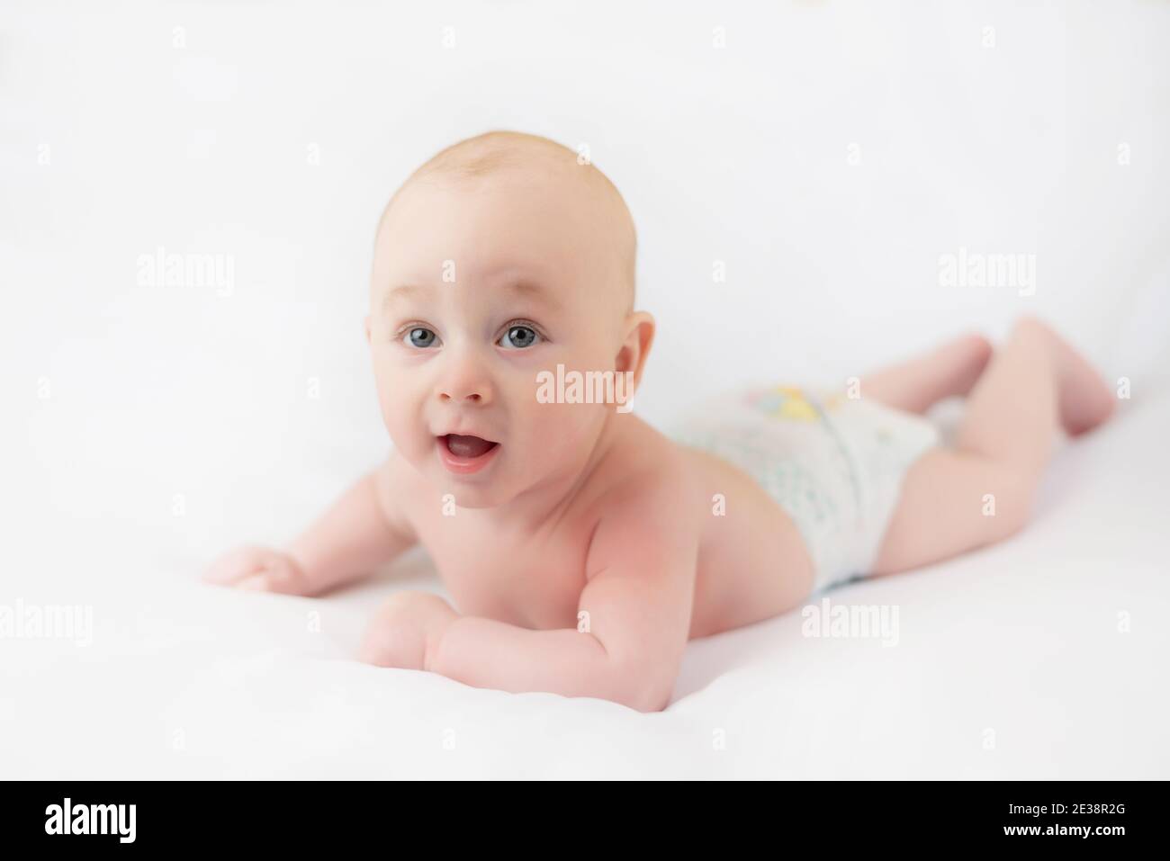 Healthy little baby with white background Stock Photo - Alamy