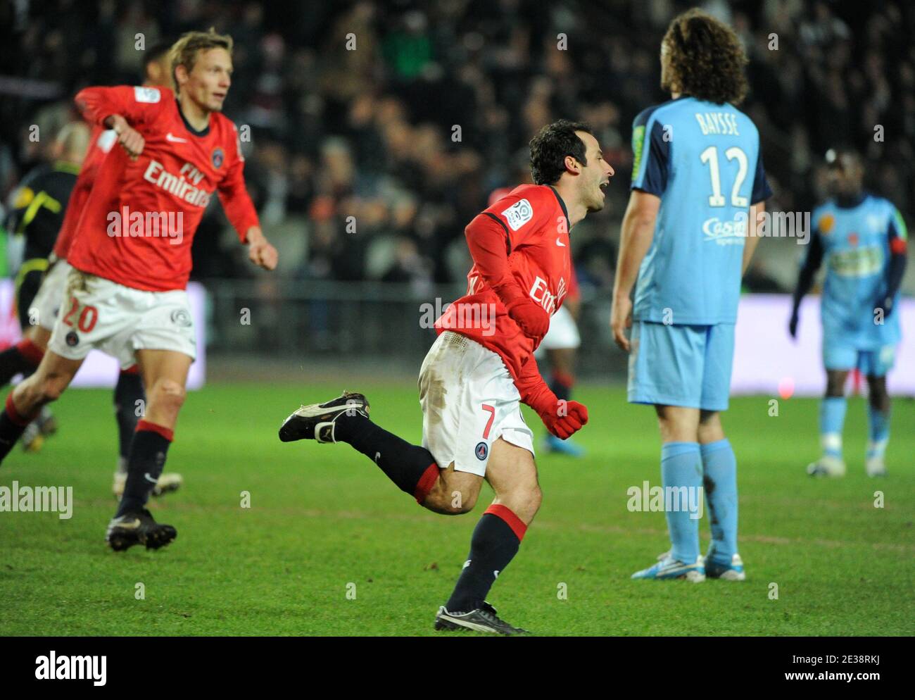 PSG's Ludovic Giuly scores the third goal during the French First ...
