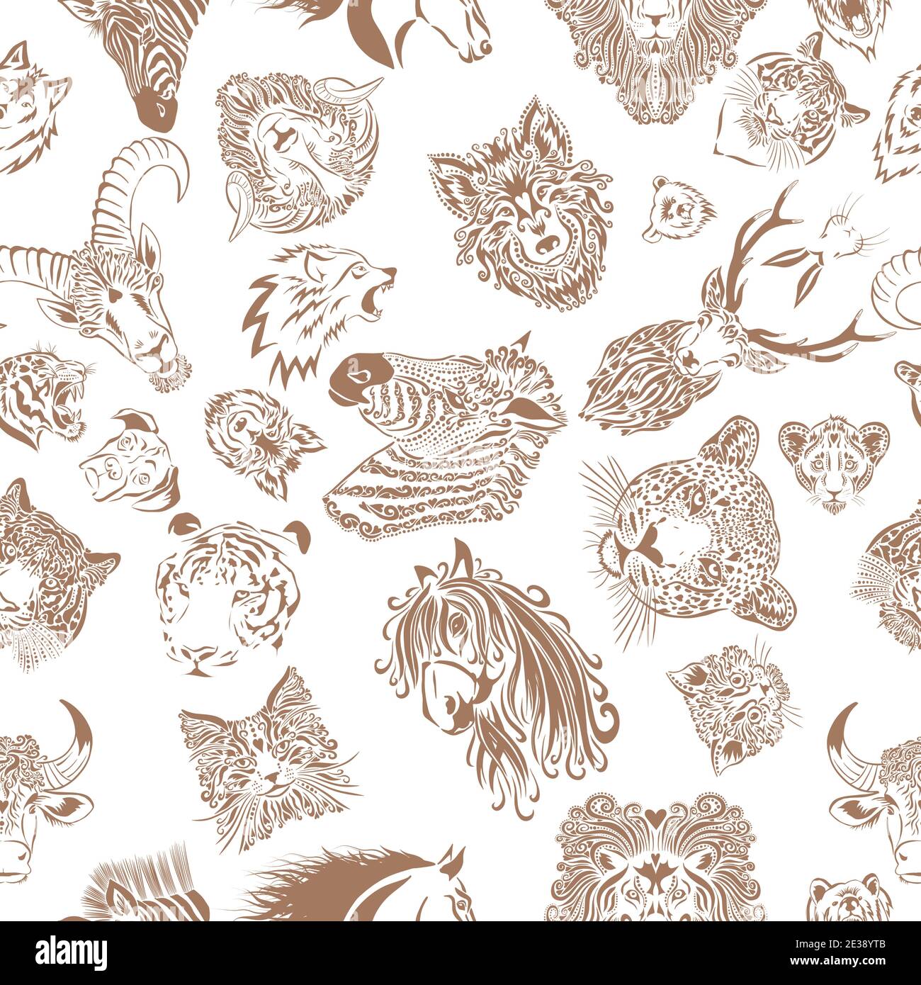 seamless leopard face pattern. Animal faces background. Vector ...