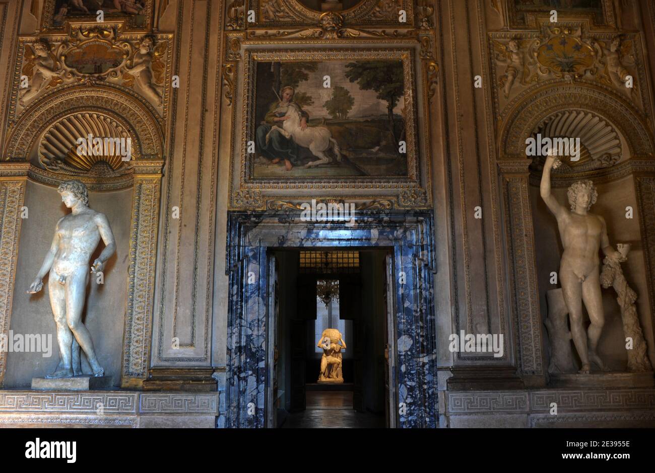 The gallery of Carracci.In the center 'The Virgin and The Unicorn' by ...