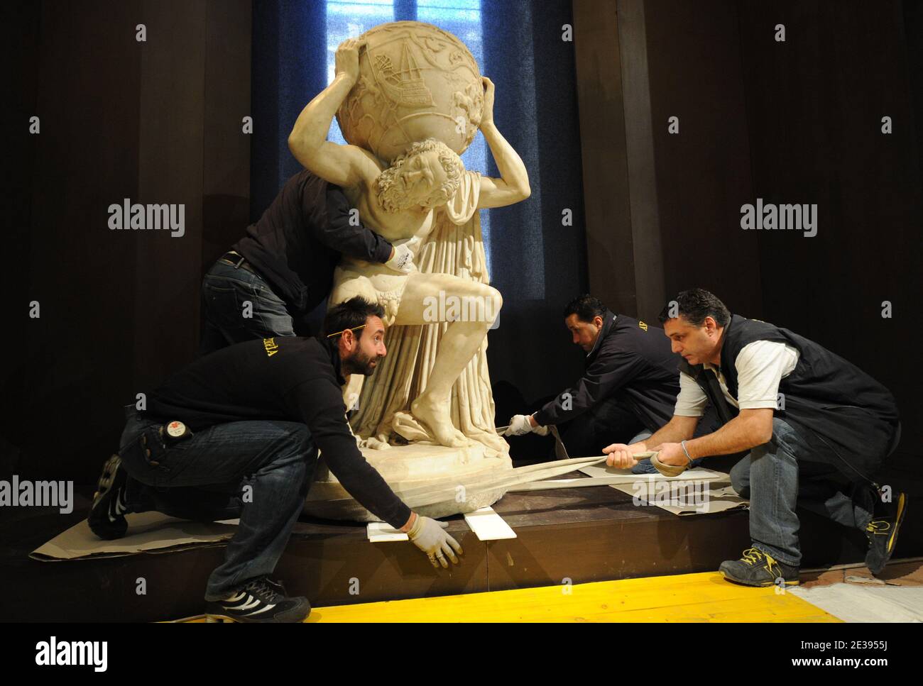 Statue of Atlas pictured at Palazzo Farnese in Rome, Italy on December ...