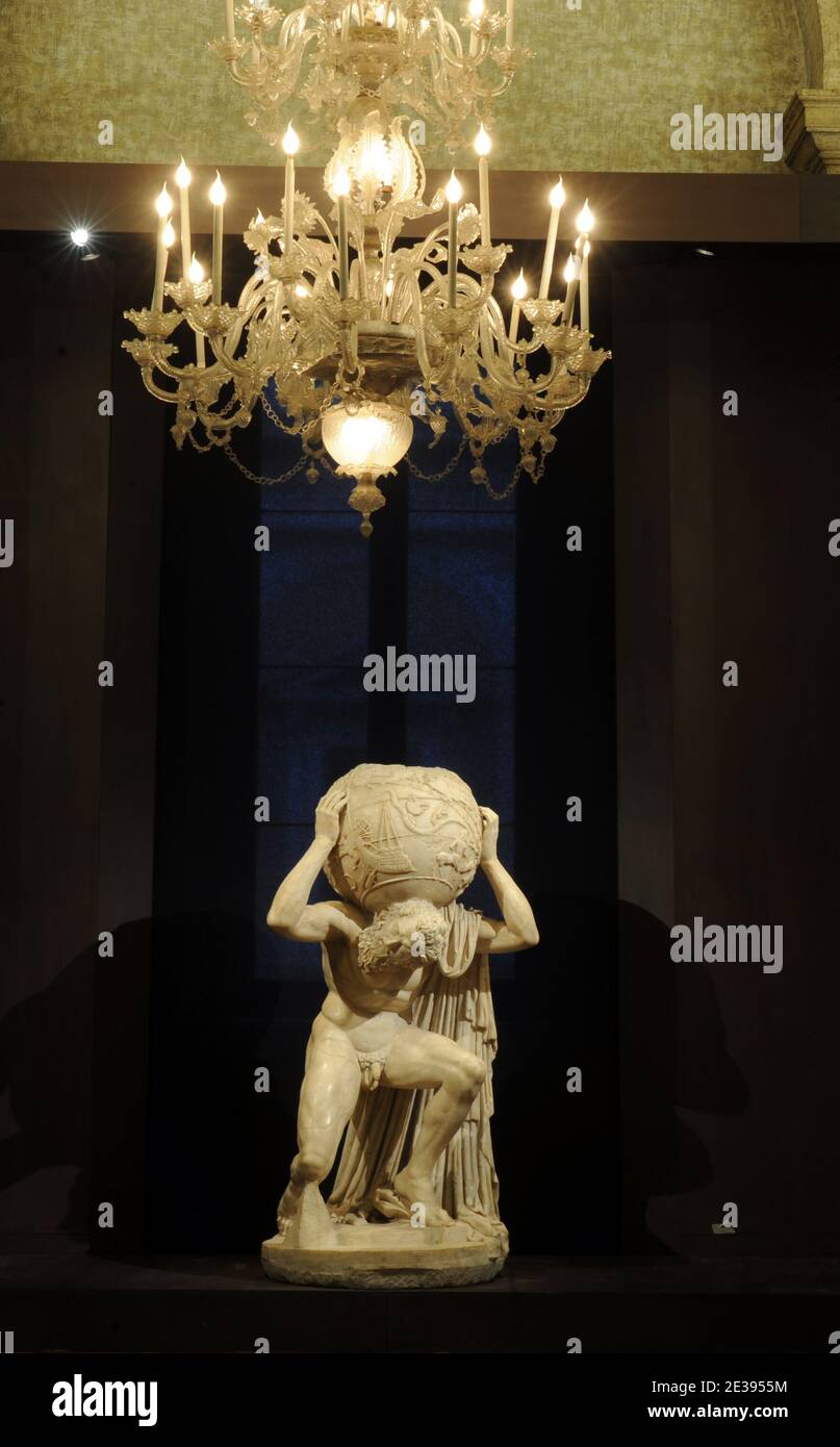 Statue of Atlas pictured at Palazzo Farnese in Rome, Italy on December ...