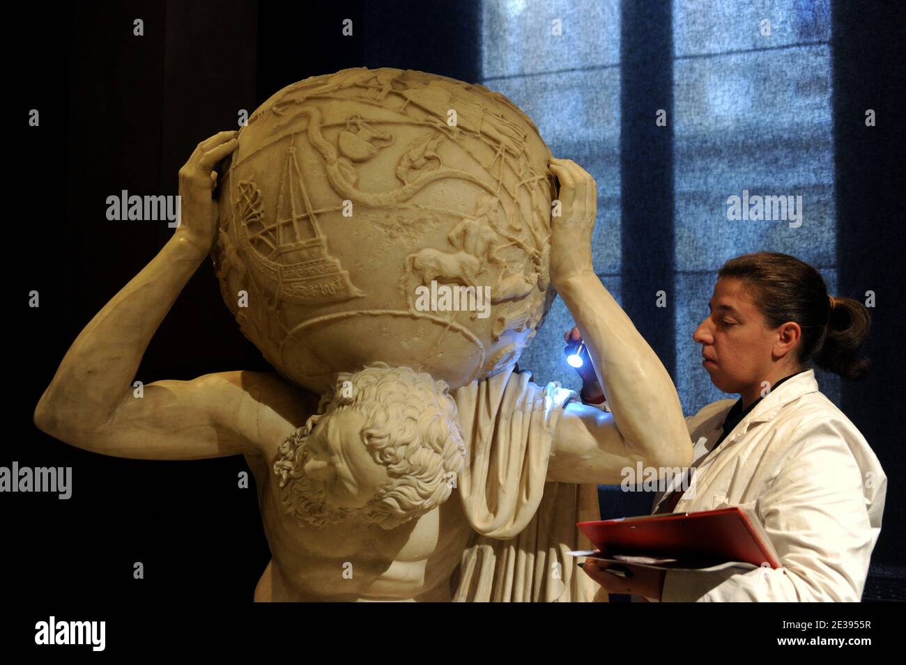 Statue of Atlas pictured at Palazzo Farnese in Rome, Italy on December ...