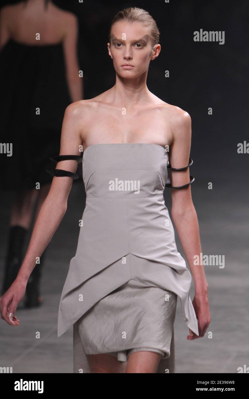 A model displays a creation by Rick Owens for his spring-summer 2011 ...