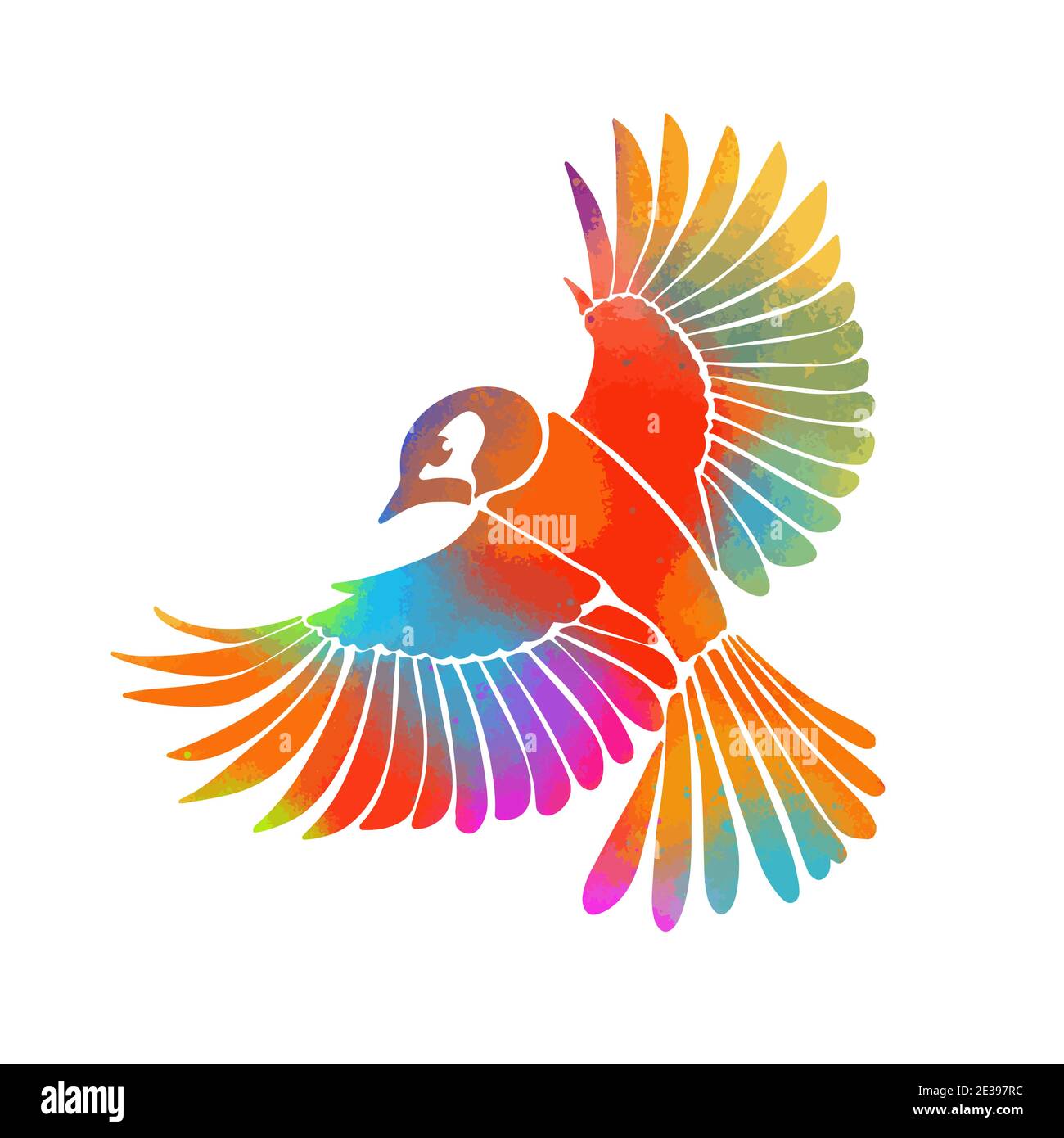 A multi-colored flying decorative bird. Vector illustration Stock ...
