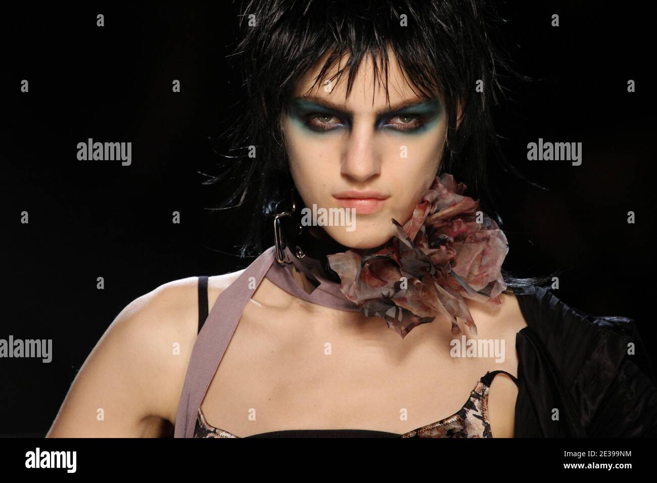 A model displays a creation by designer Jean-Paul Gaultier for his ...