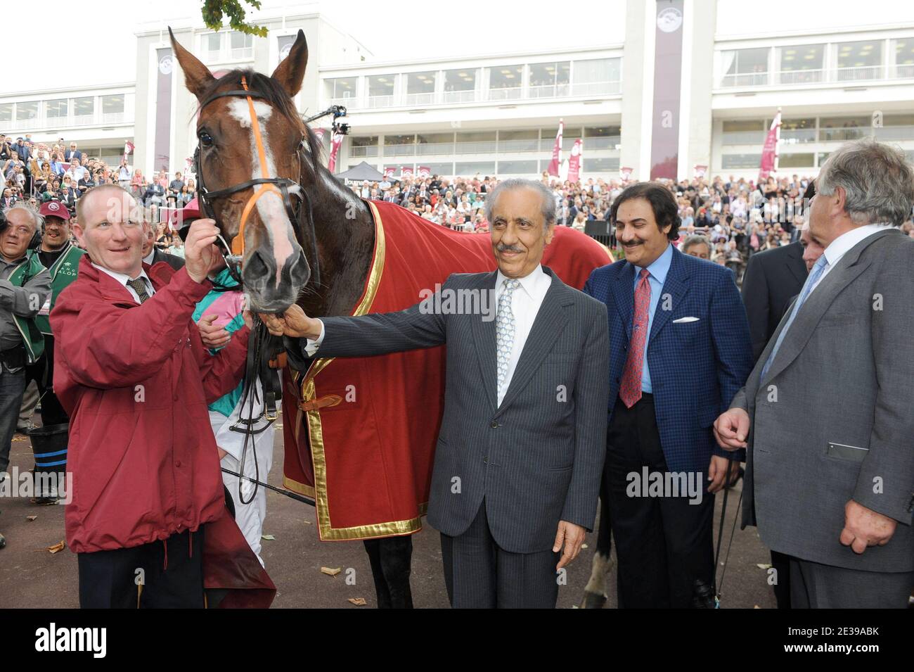 Saudi Prince and horses owner Khalid Al Abdullah poses with his horse ...