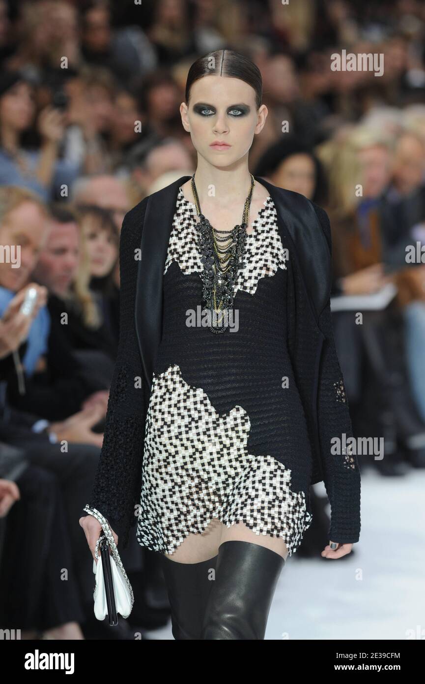 A model displays a creation by Karl Lagerfeld for Chanel spring-summer ...