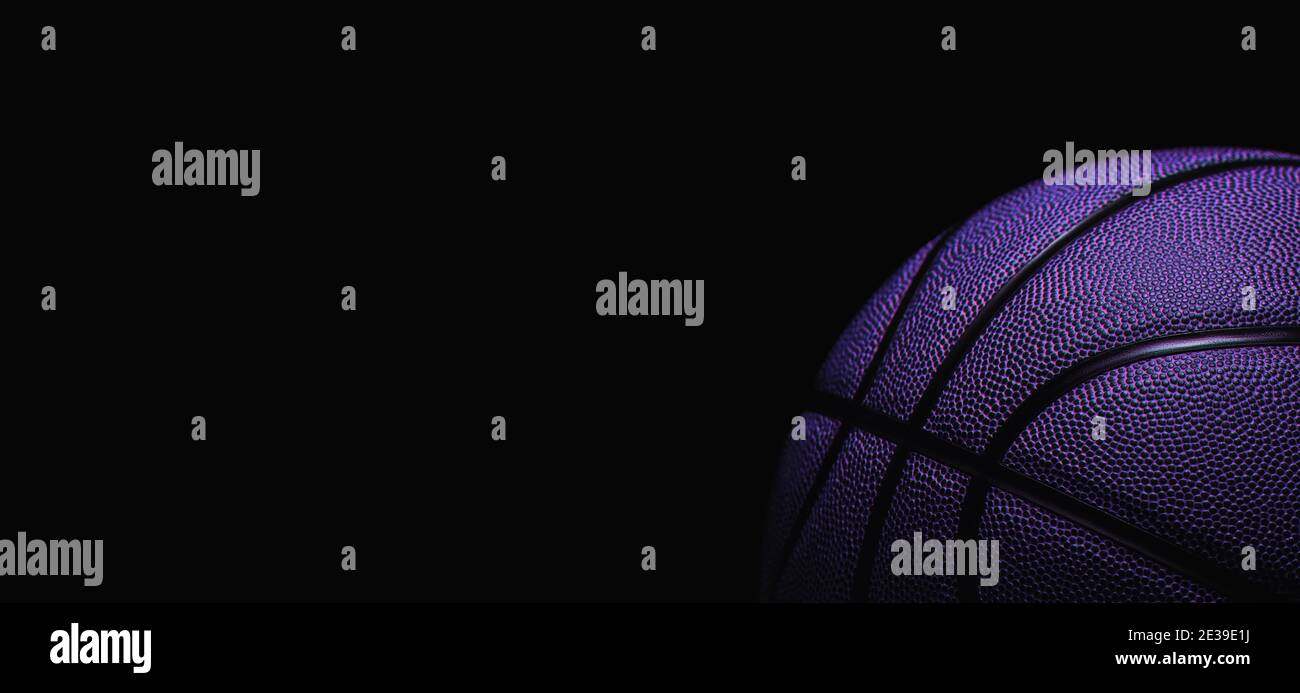 Closeup detail of blue basketball ball texture background. Blue neon ...