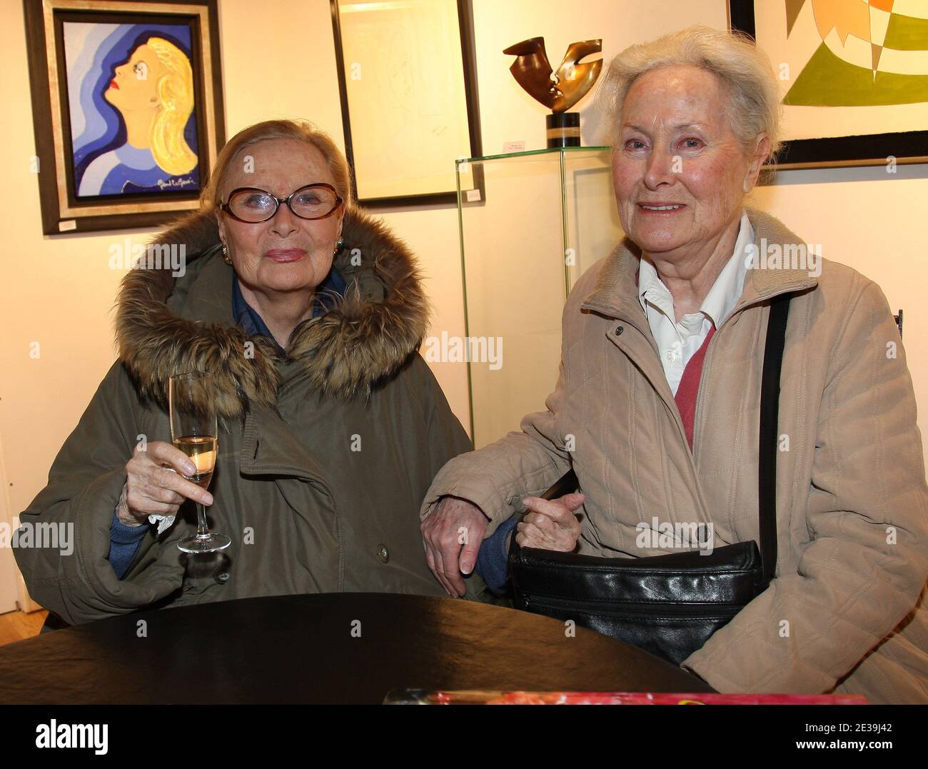 French actress Michele Morgan poses with her sister Helene Roussel ...