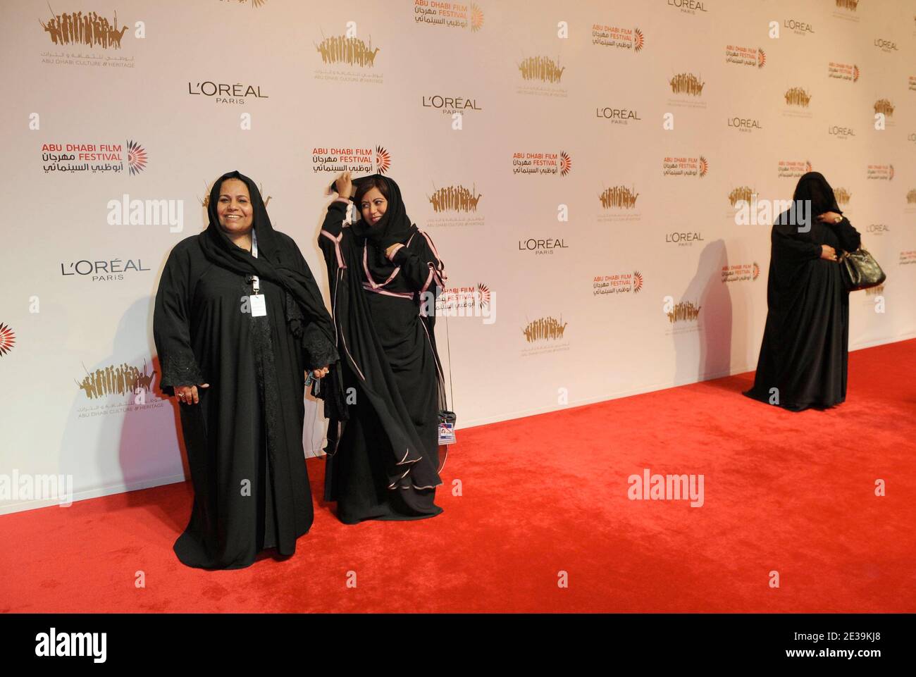 Emirati actresses, wearing traditionnal abaya, seen arriving to the ...
