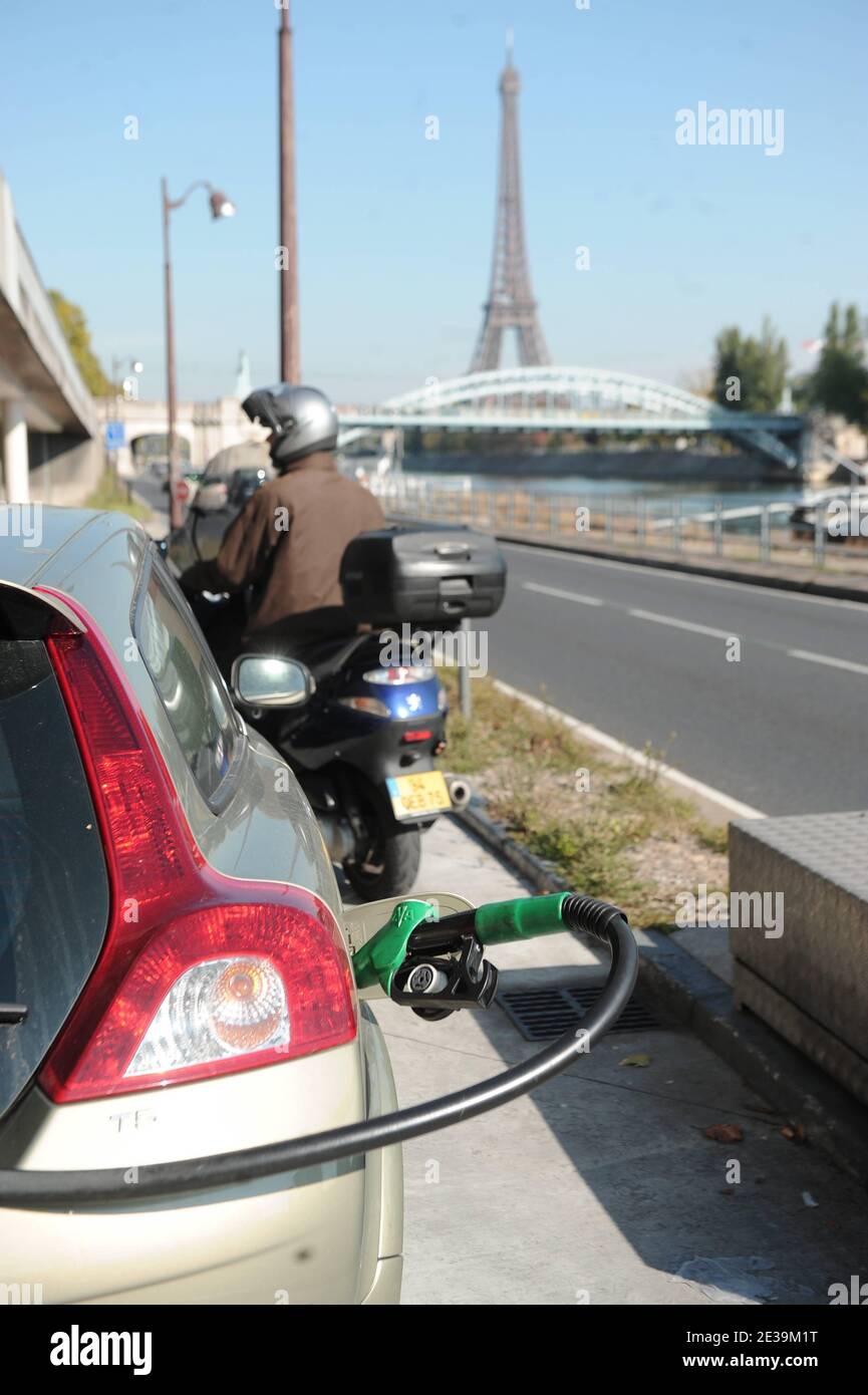 Illustration of gasoline station in Paris, France on October 18, 2010 ...