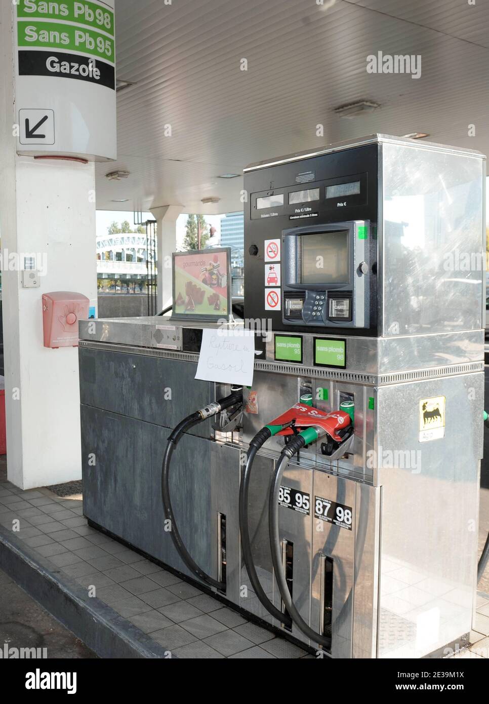 Illustration of gasoline station in Paris, France on October 18, 2010 ...