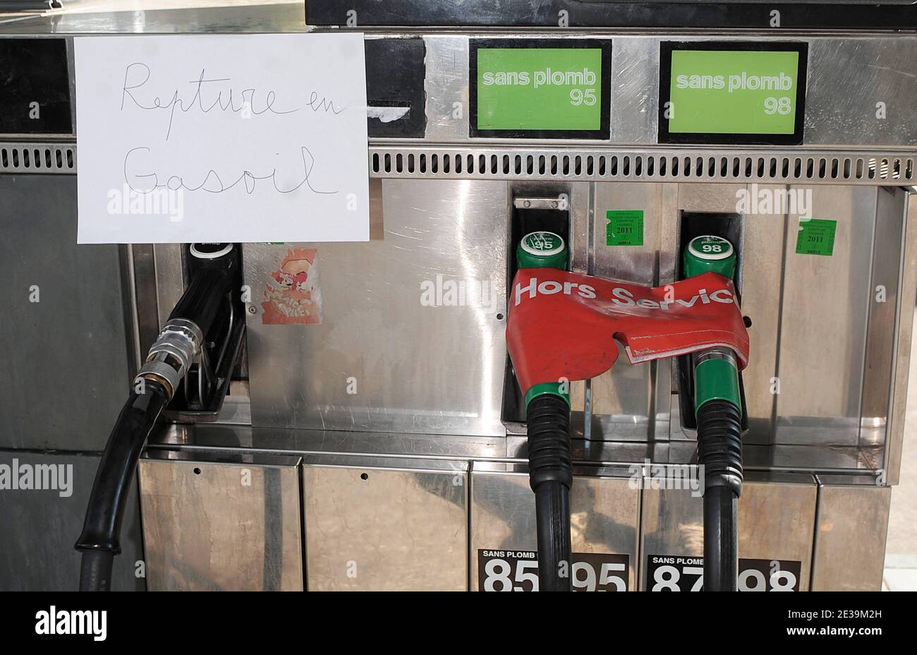 Illustration of gasoline station in Paris, France on October 18, 2010 ...