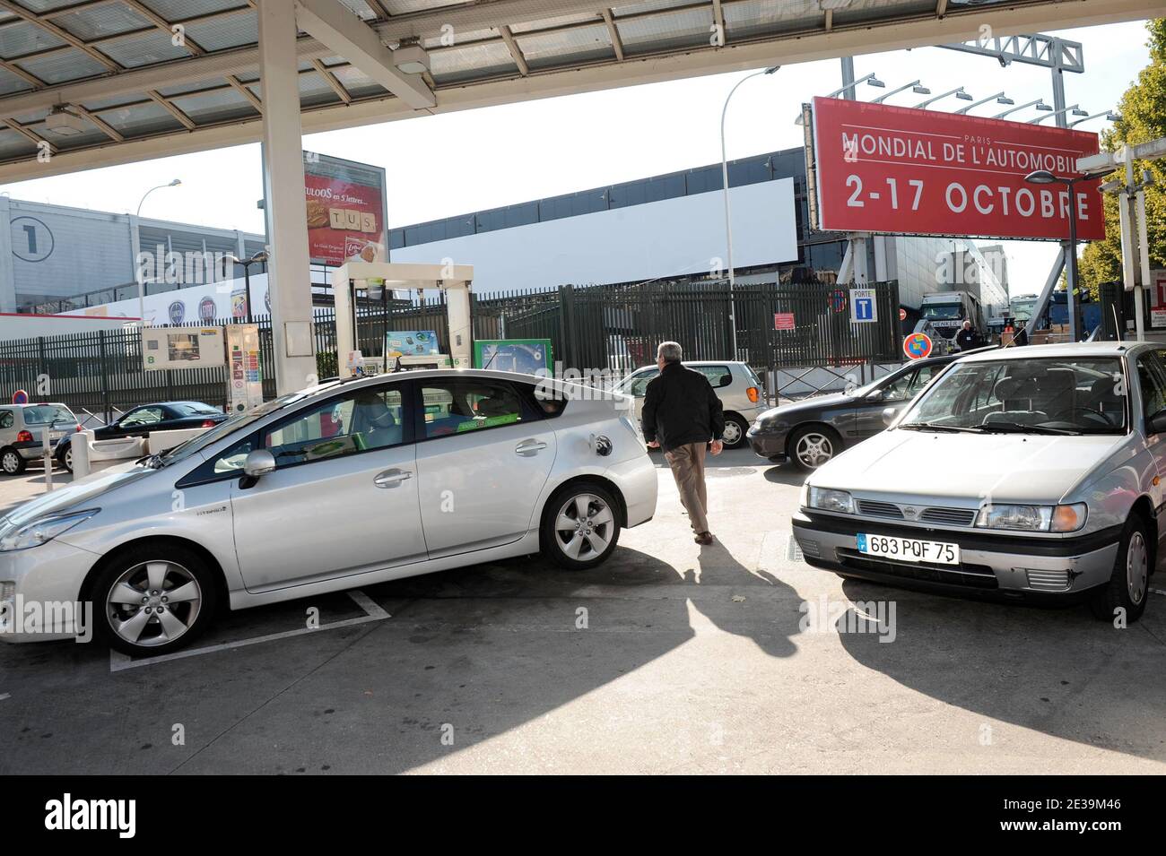 Illustration of gasoline station in Paris, France on October 18, 2010 ...