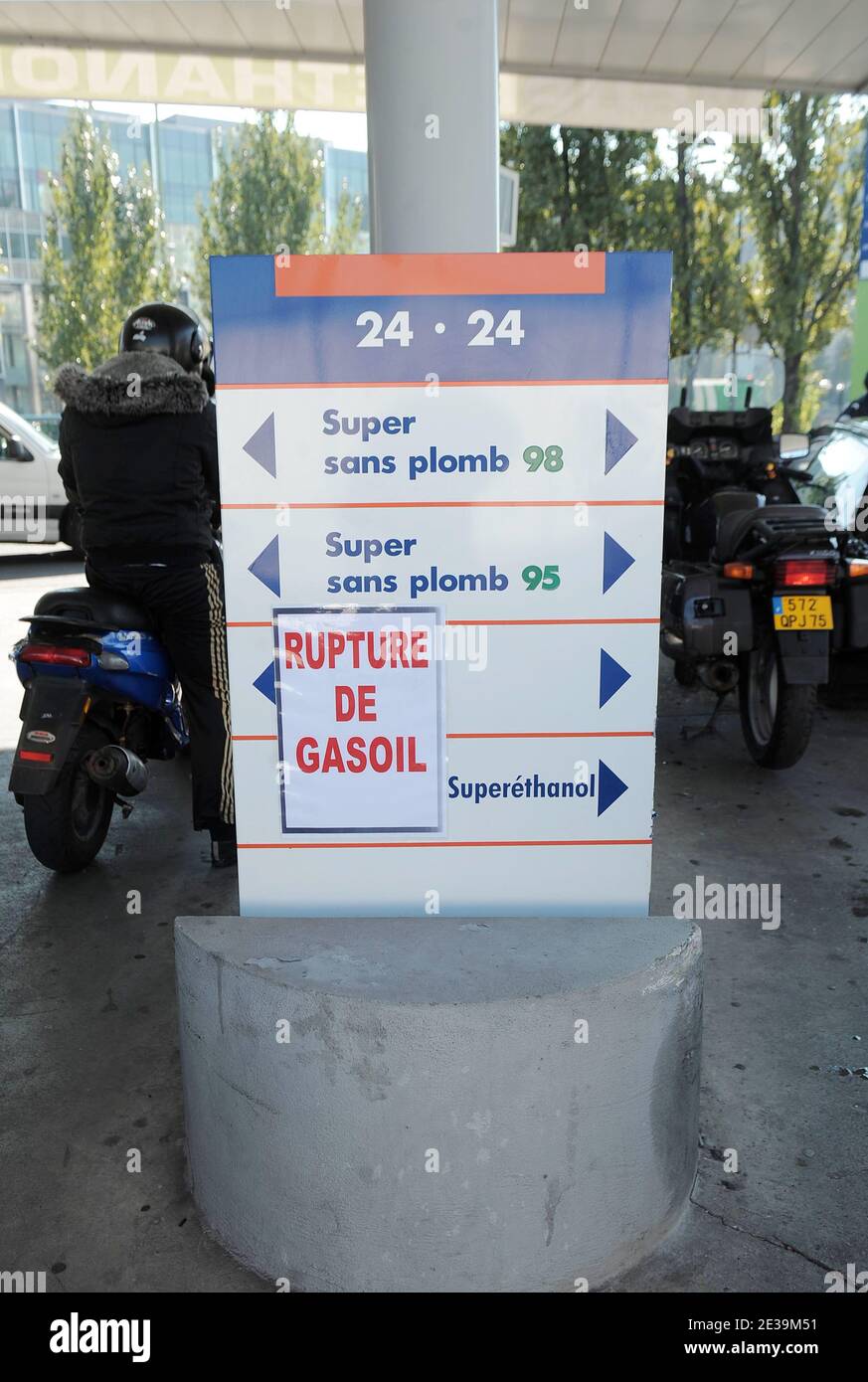 Illustration of gasoline station in Paris, France on October 18, 2010 ...