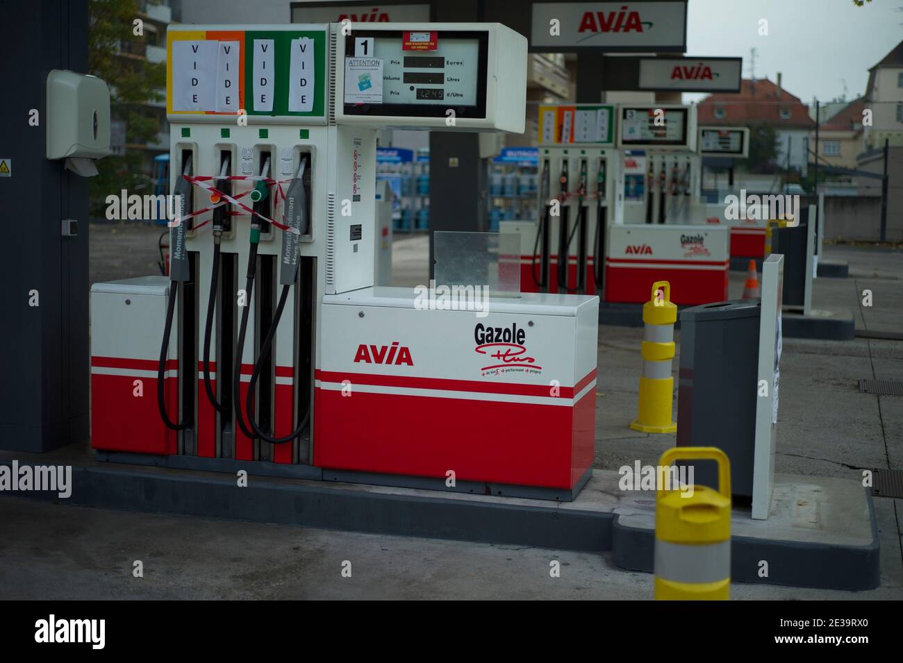 Illustration of gasoline station in Strasbourg, France on October 25 ...