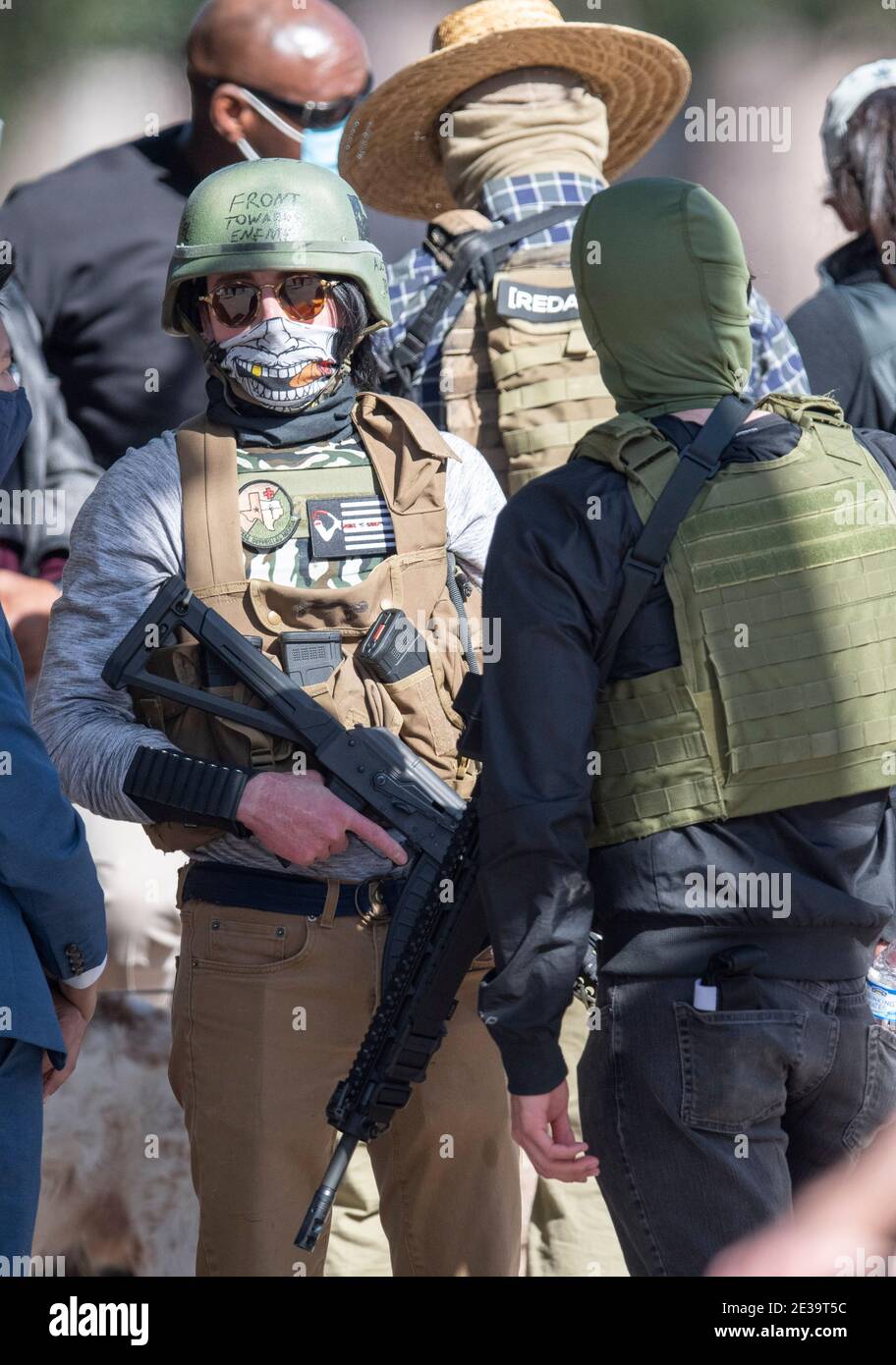 Austin, TX USA, Jan. 17th, 2021: Heavily armed members of a volunteer ...