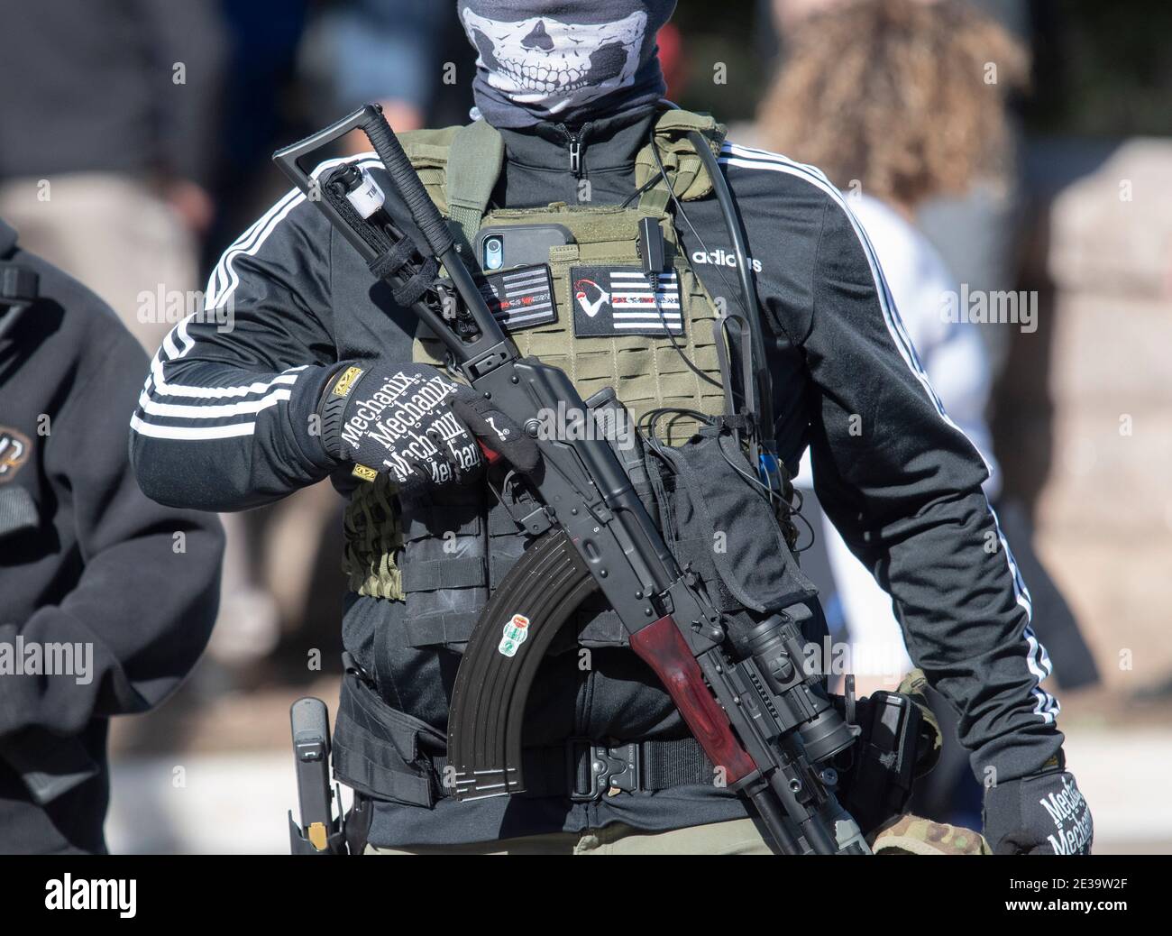 Austin, Texas, USA. 17th Jan, 2021. Heavily armed Texas militia post ...