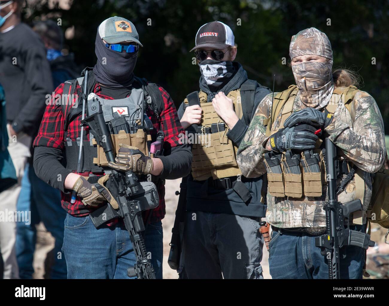 Austin, Texas, USA. 17th Jan, 2021. Heavily armed Texas militia post ...