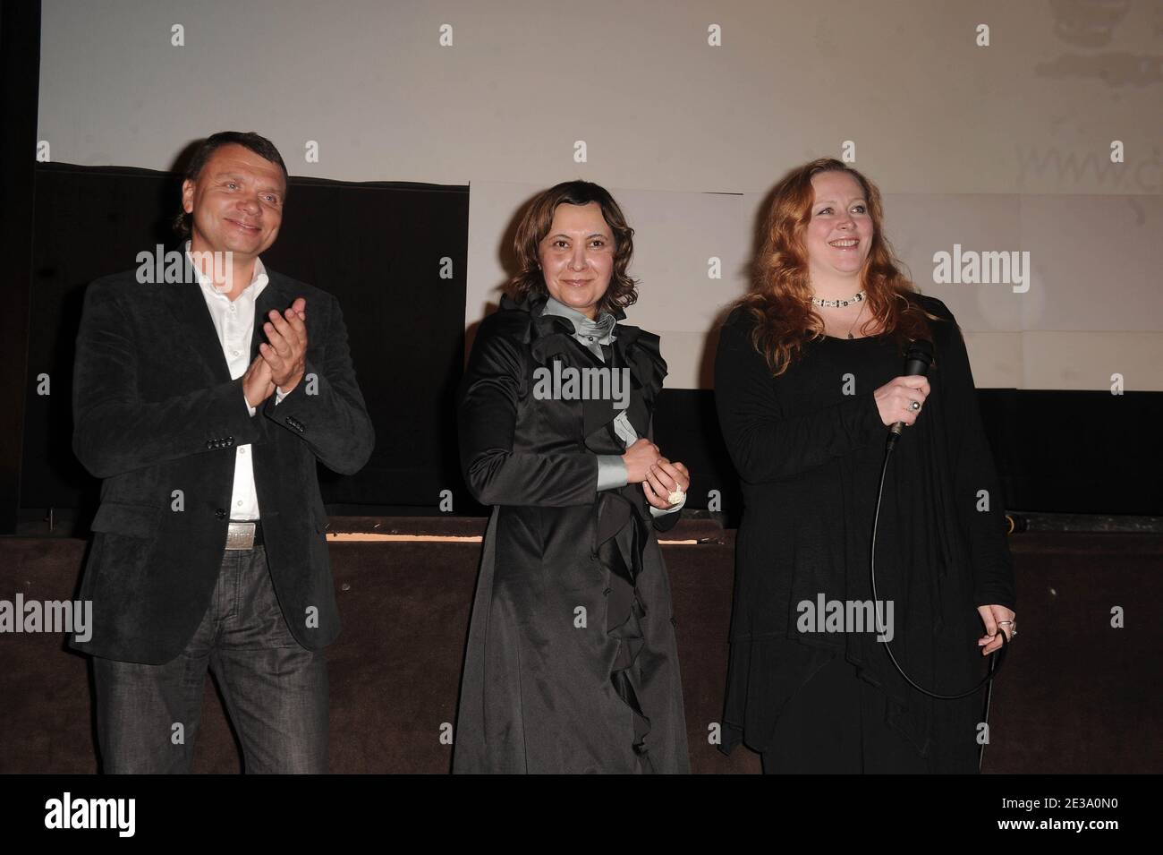 Actress Julia Aoug and producers, Igor Michine and Marie Nazari ...