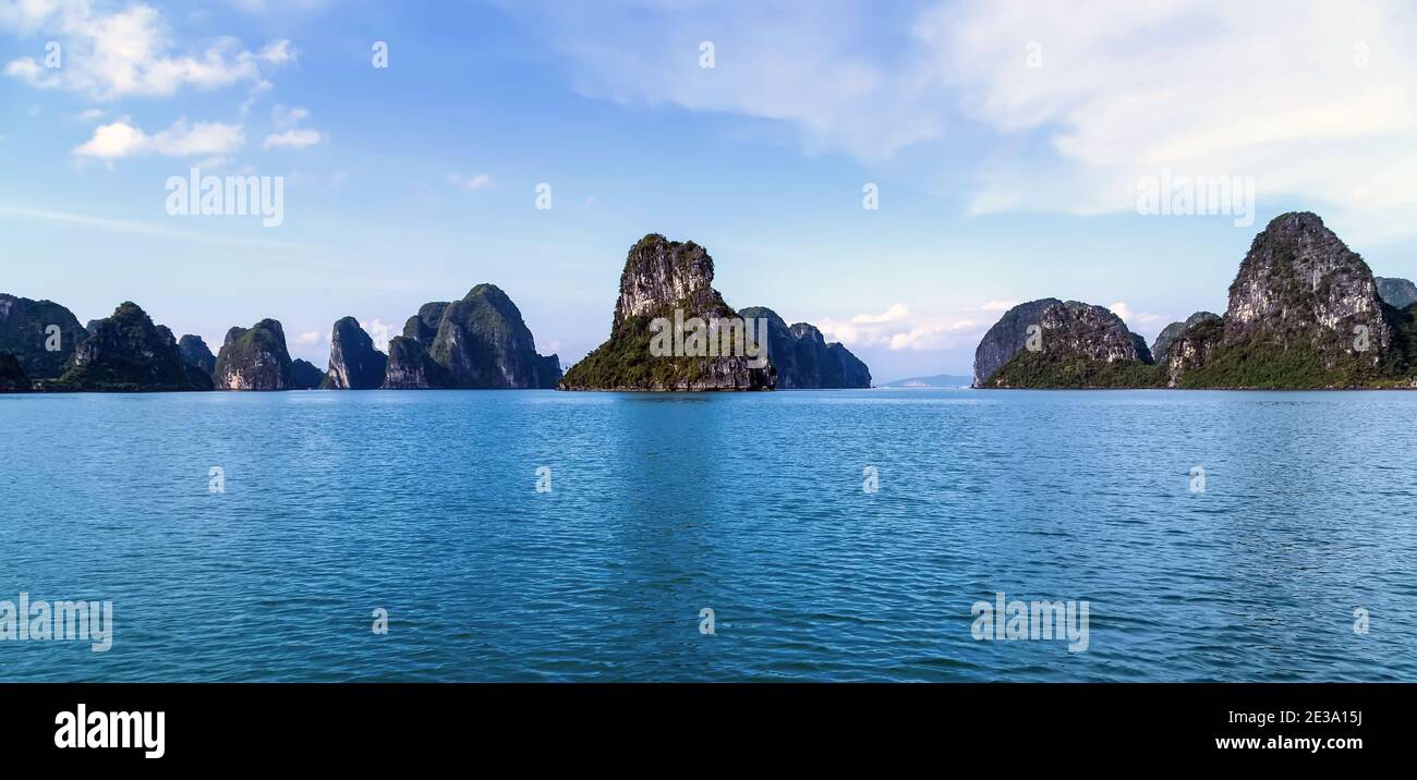 mountain limestone islands landscape in Ha Long Bay, Vietnam Stock ...
