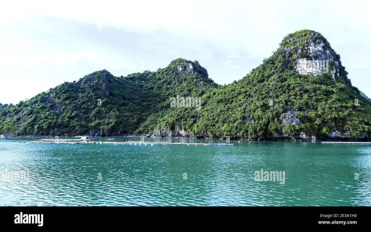 mountain limestone islands landscape in Ha Long Bay, Vietnam Stock ...