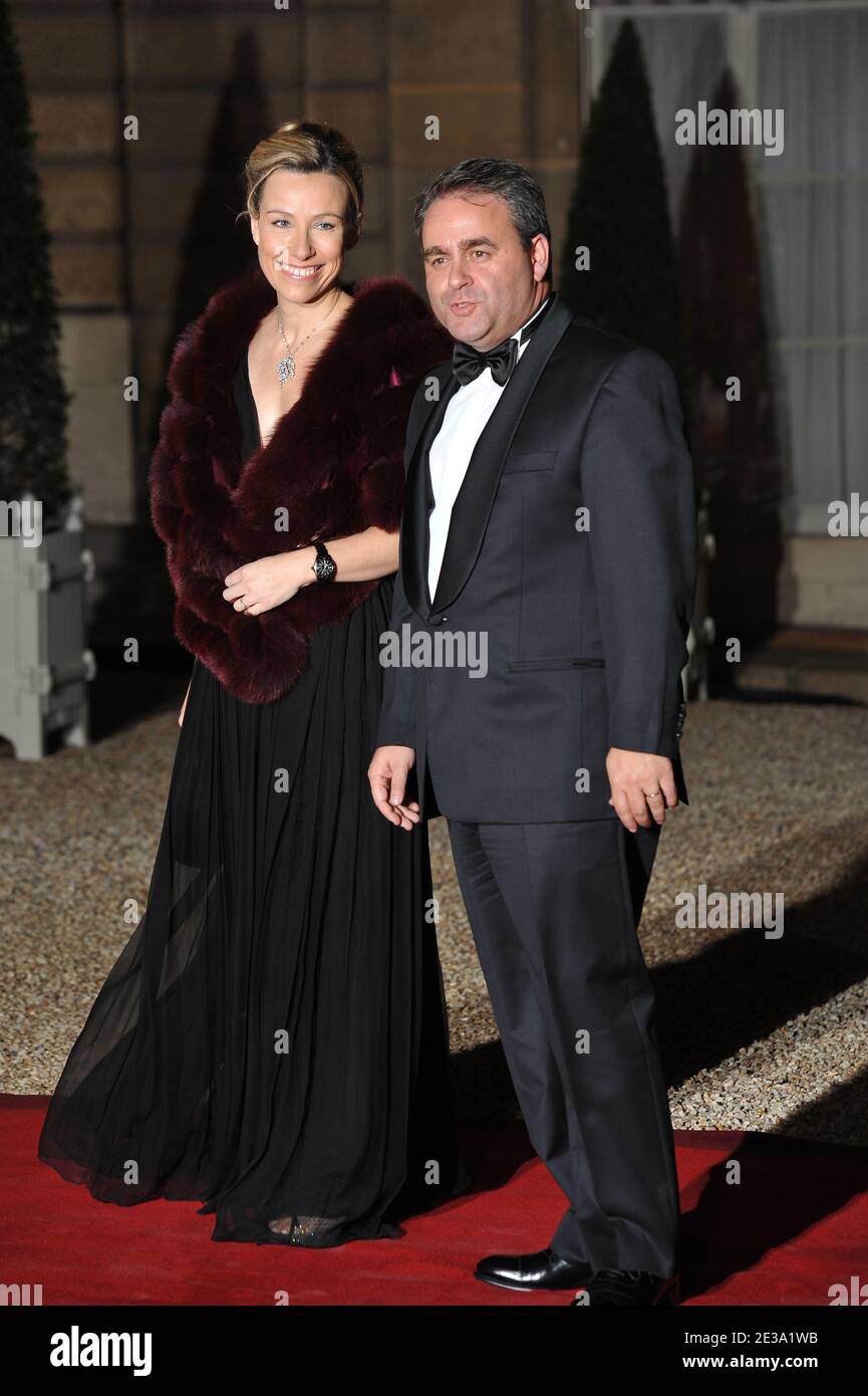 Xavier Bertrand and his wife arriving for state dinner at the Elysee ...