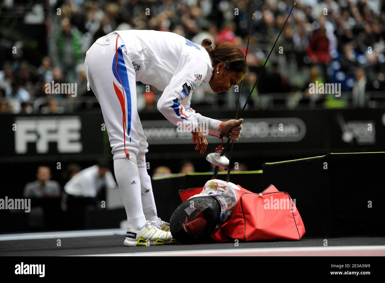 France's Laura Flessel loses against Hungary's Emese Szasz in the women ...
