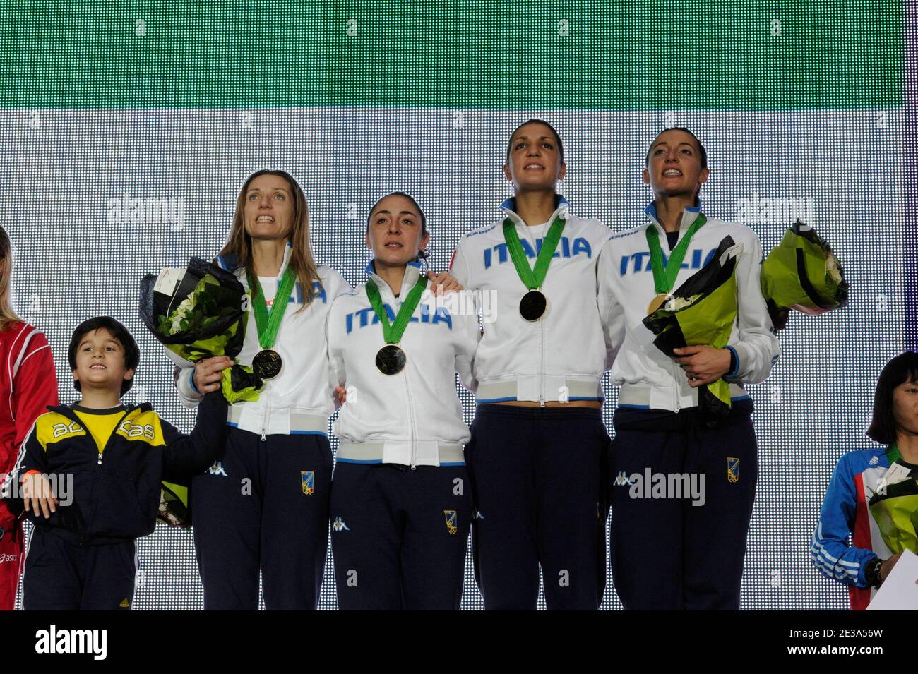 Italy winning in the women's team foil event at the Fencing World ...
