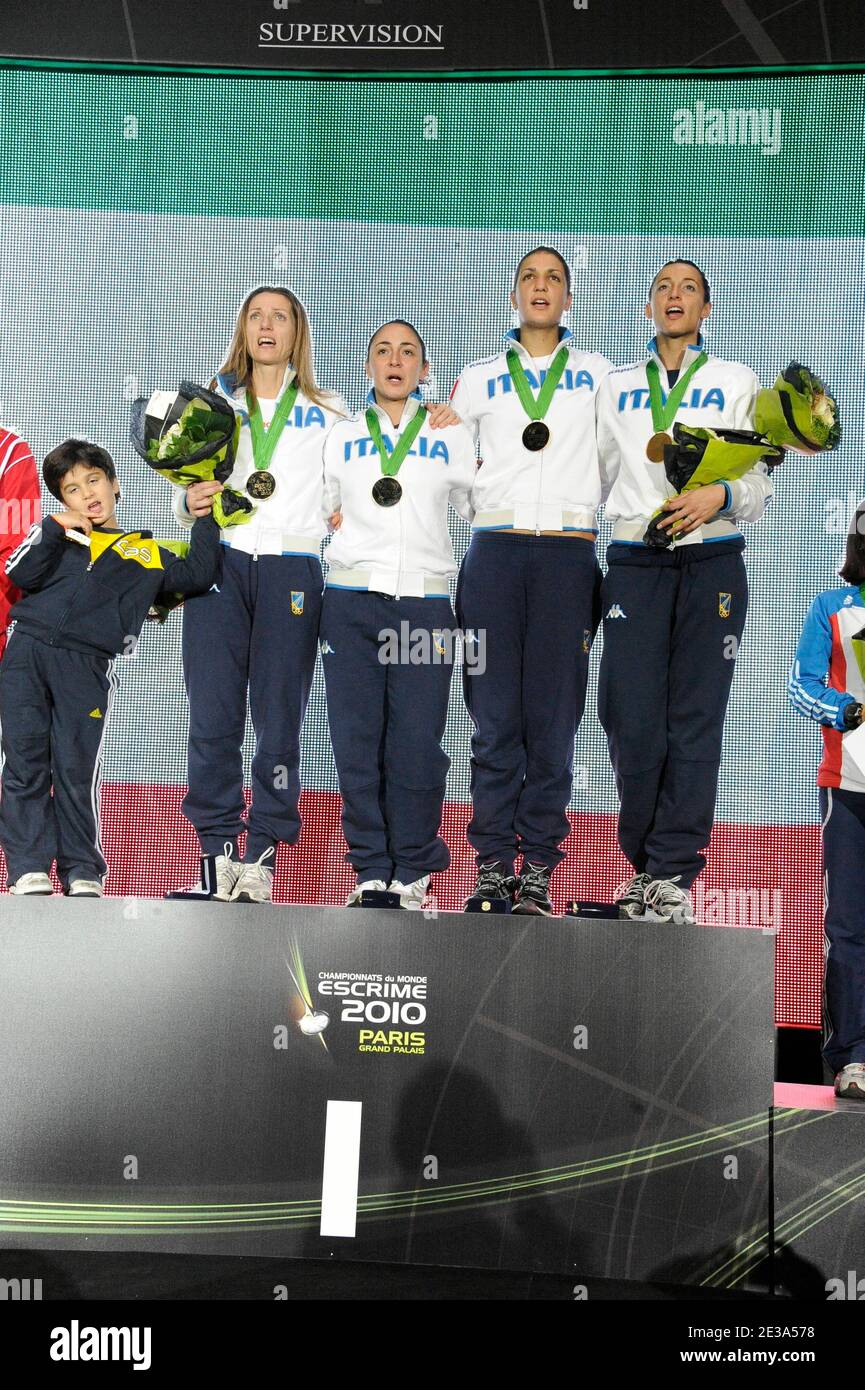 Italy winning in the women's team foil event at the Fencing World ...