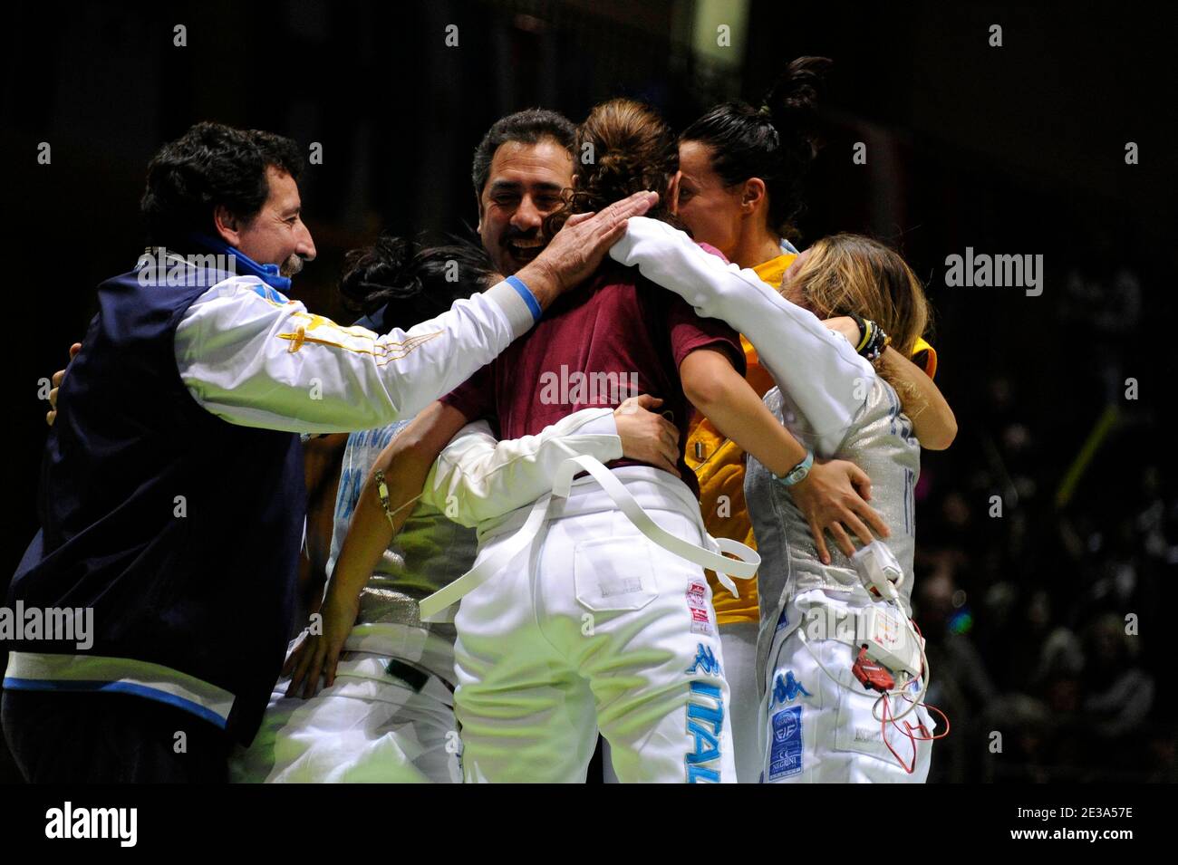 Italy winning in the women's team foil event at the Fencing World ...