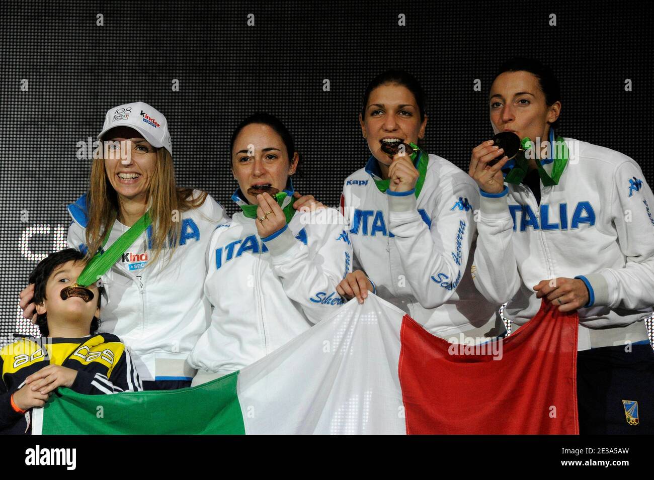 Italy winning in the women's team foil event at the Fencing World ...