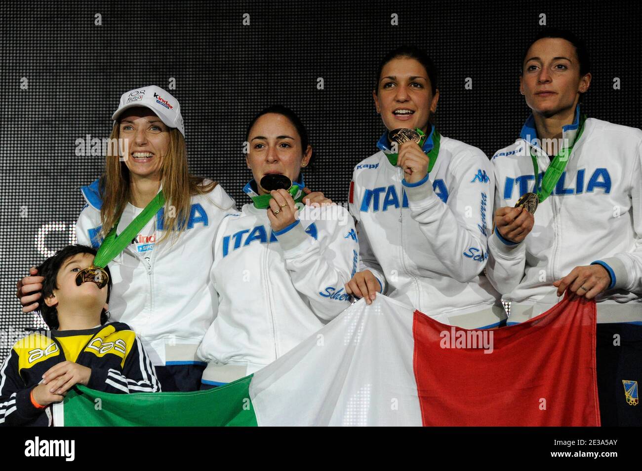 Italy winning in the women's team foil event at the Fencing World ...
