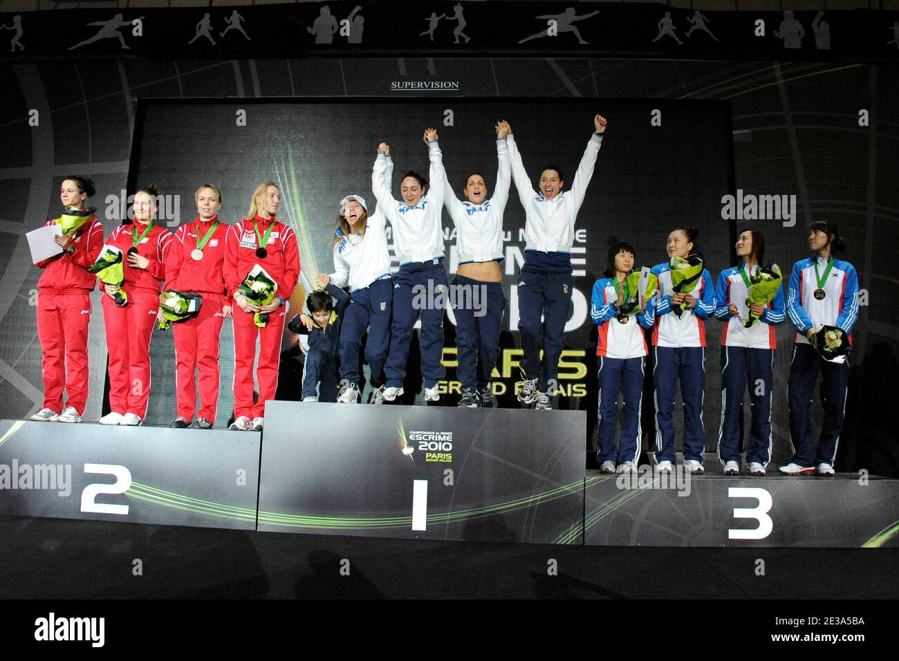 Italy winning in the women's team foil event at the Fencing World ...