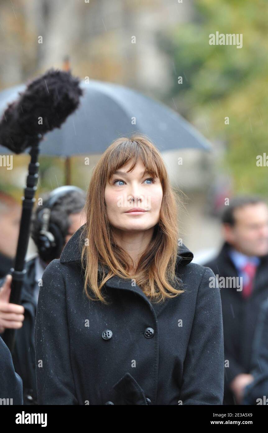 French First Lady Carla Bruni-Sarkozy takes part in the Armistice Day ...