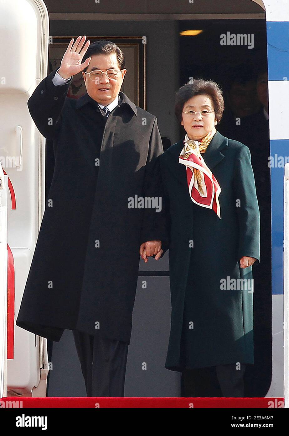 China President Hu Jintao and his wife Liu Yonging arriving at the ...