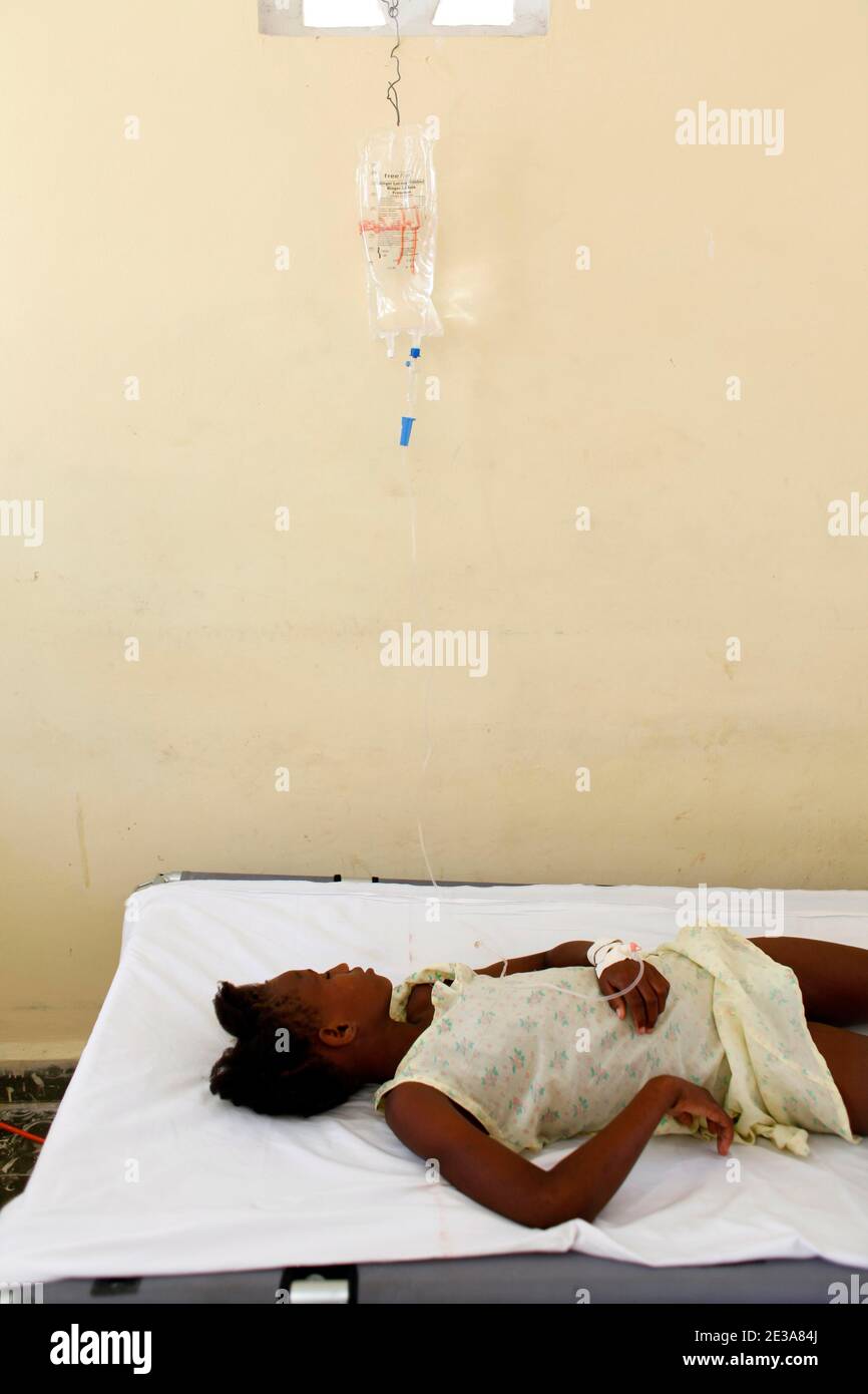Child affected by cholera pictured at the Red Cross' Treatment center ...