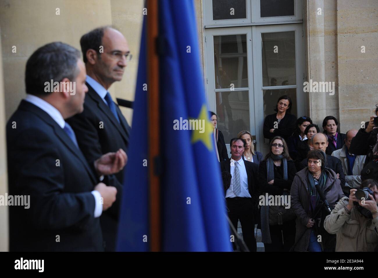 Eric Woerth's wife Florence Woerth is pictured during transfer of power ...