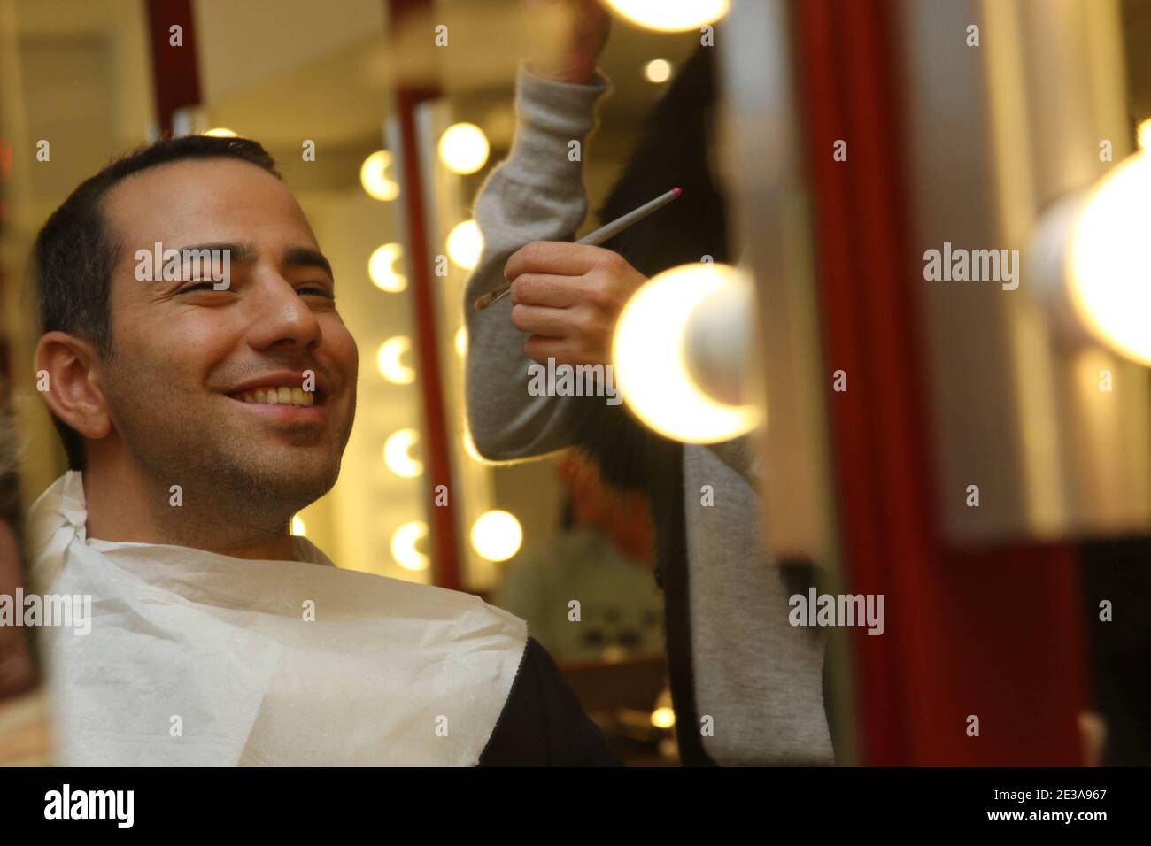 EXCLUSIVE. Michael Moreno poses backstage during French TV show Champs ...