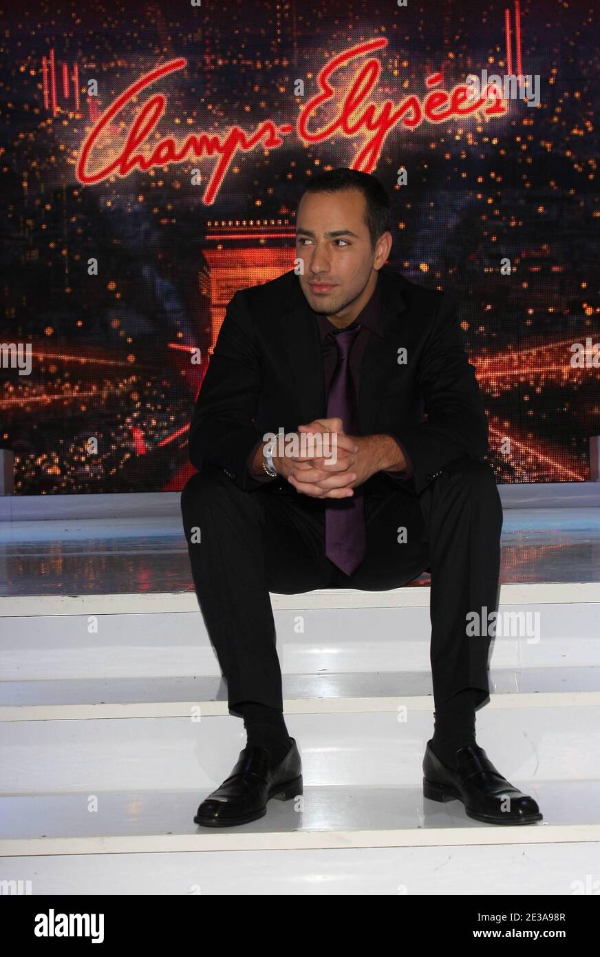 EXCLUSIVE. Michael Moreno poses backstage during French TV show Champs ...