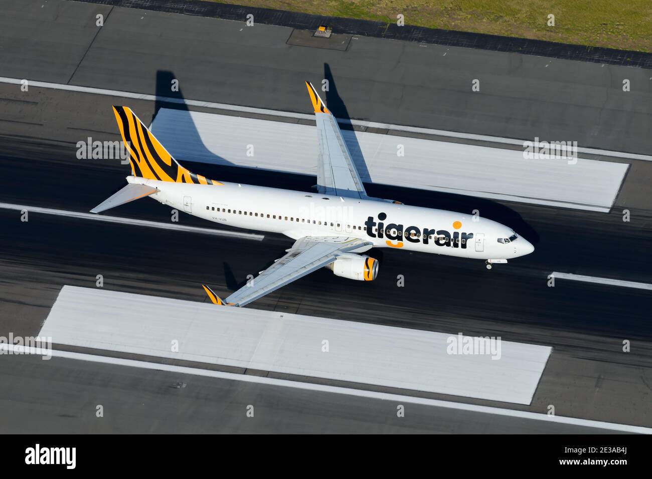 Tiger Air Australia Boeing 737 aircraft aerial view on the runway ...