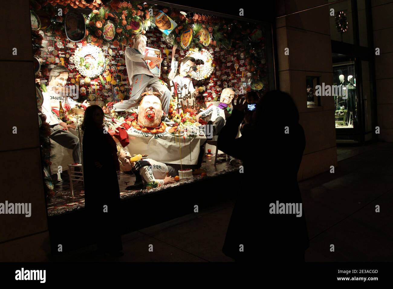 Christmas window display at Barney's department store on Madison Avenue ...