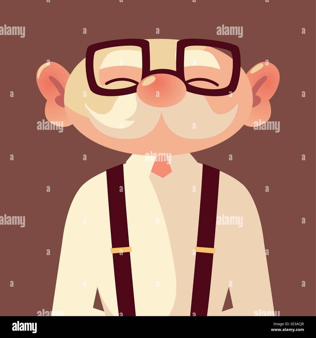 cute old man senior cartoon with glasses and suspenders vector ...