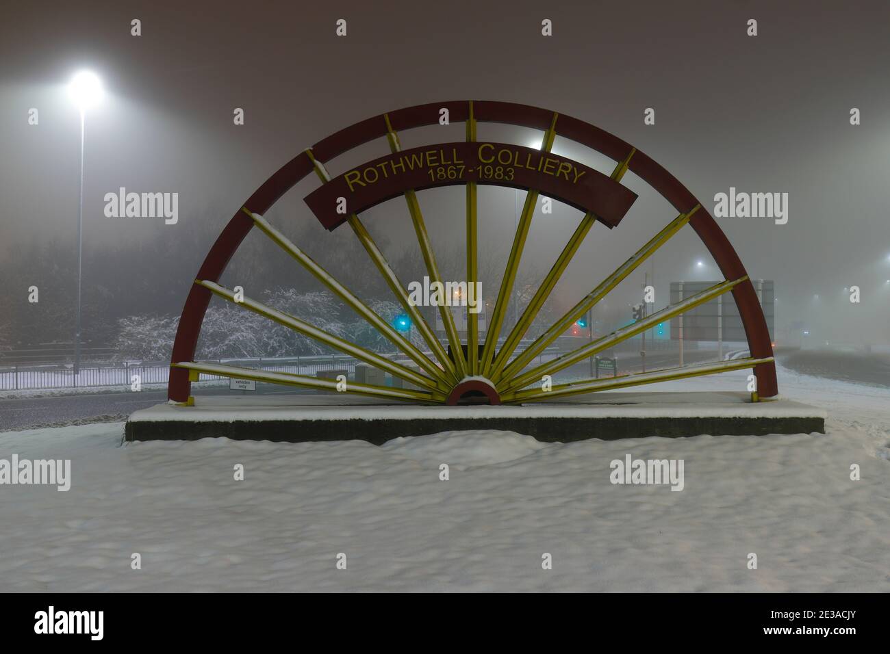 Rothwell Colliery wheel located on a roundabout over the M1 in Leeds ...