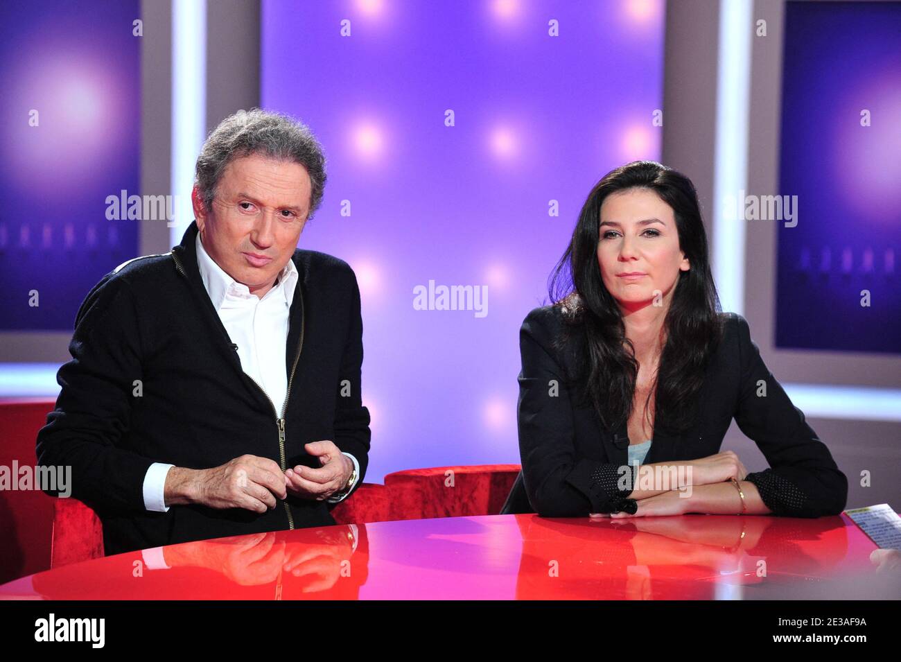 Michel Drucker et Marie Drucker lors de l'enregistrement de l'emission ...