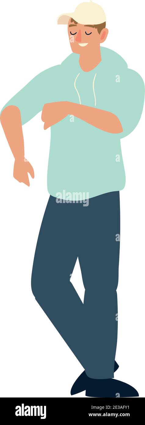 man with sport cap character cartoon standing, design on white ...