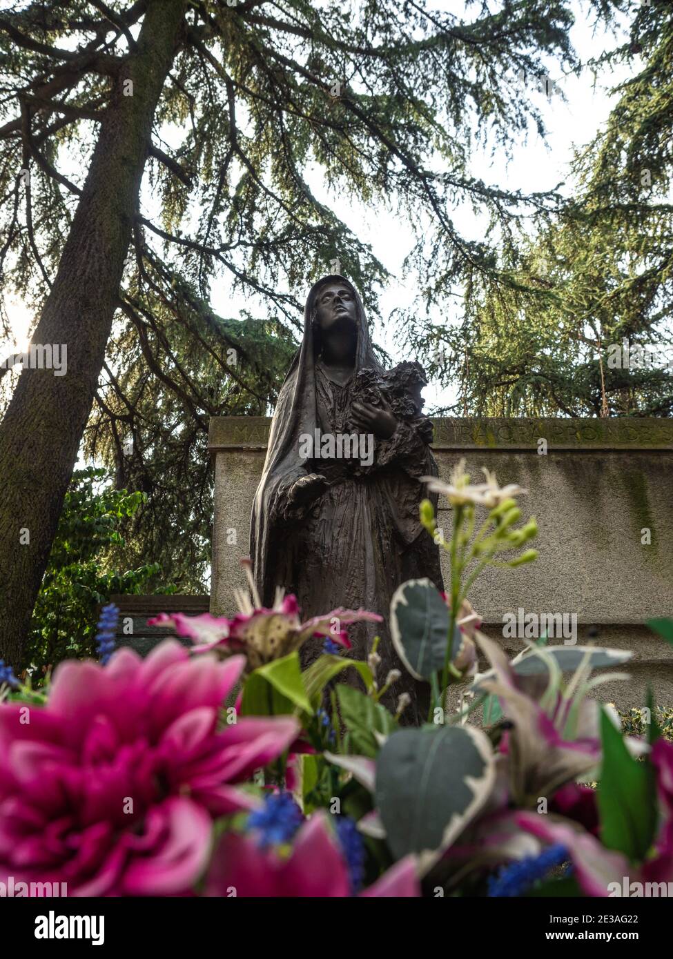 Old ancient historic grave tomb stone sculpture memorial at Cimitero ...